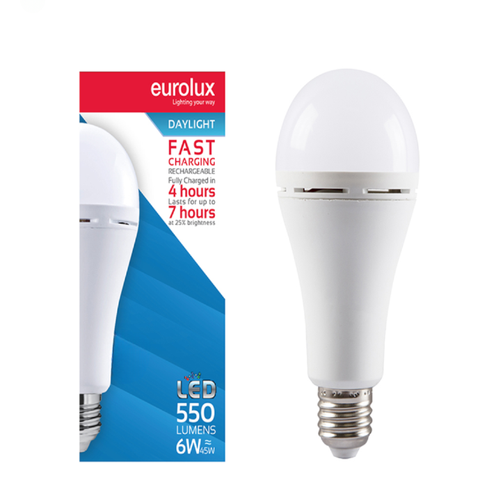 Eurolux G1147 Rechargeable Fast Charging Lamp E27 LED 6W 3000K | Buy Online | Wynberg Lights ...
