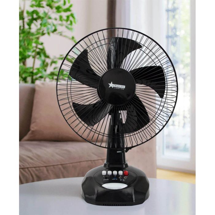 Bright Star FAN024 BLACK 12 Inch Rechargeable Oscillating Table Fan ...