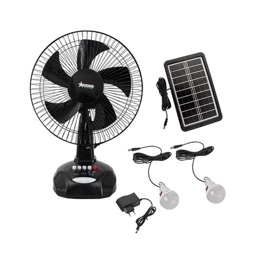 Bright Star FAN024 BLACK 12 Inch Rechargeable Oscillating Table Fan ...