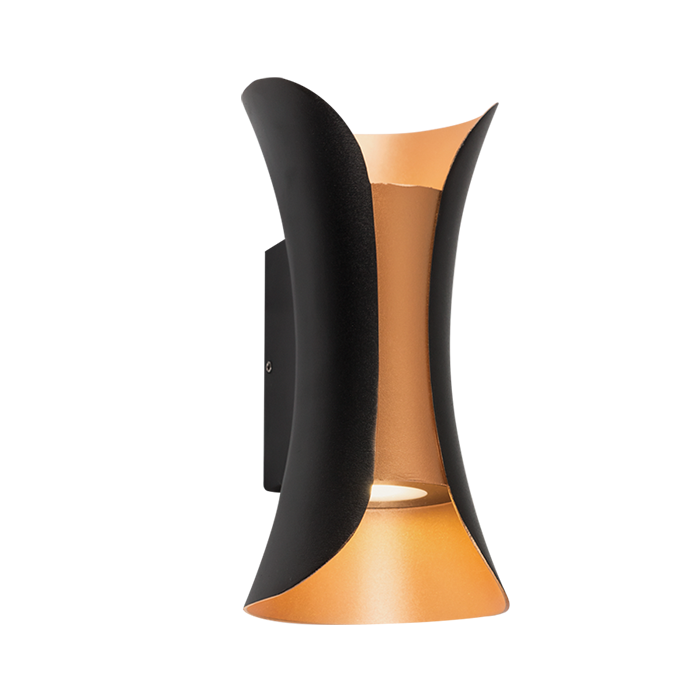 Bright Star L562 BLACK/GOLD Round Up & Down Facing Aluminium Wall Light ...