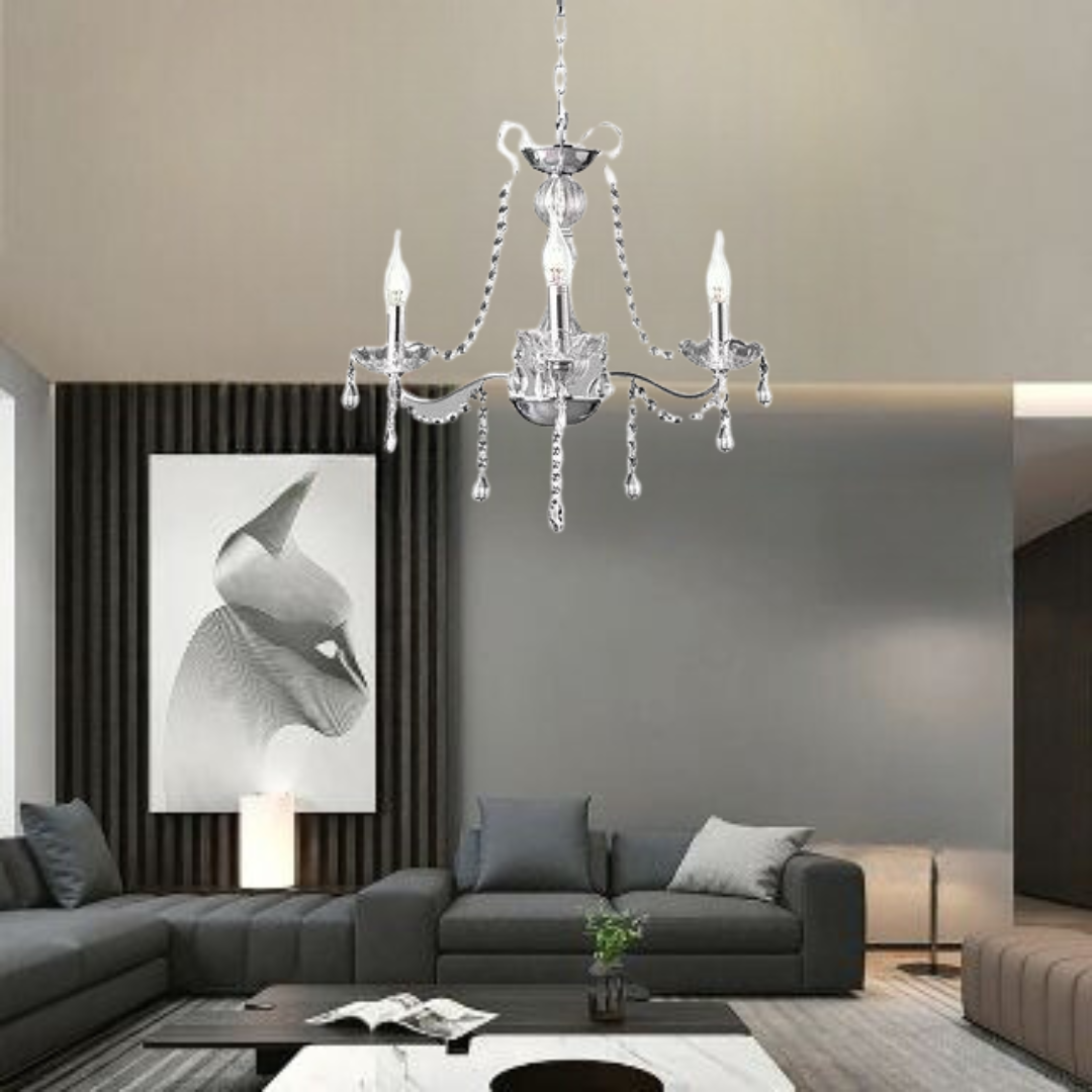 Bright Star CH104/3 CHROME Polished Chrome Chandelier with Crystals ...