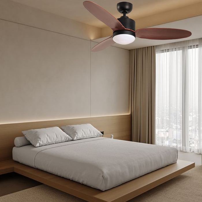 Eurolux F100 Enzo Ceiling Fan 3 Blades Matt Black & Dark Brown Motor ...