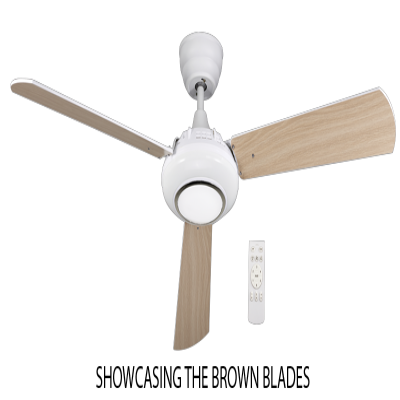 Brightstar FCF085 WHITE/ BROWN - Metal Ceiling Fan with LED Light | Buy Online | Wynberg Lights ...