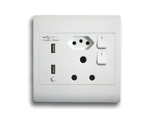 SYNERJI SYSSO4X4USB S/S 4X4 RSA SNG 3 PIN EUR+2 USB (50 P/B) | Buy ...