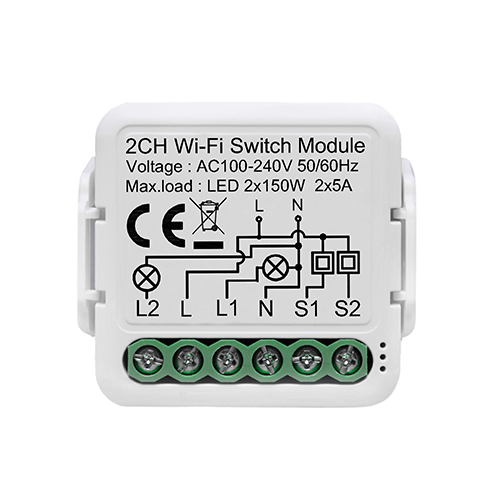 Smart Tech SWR02G - 2 Gang WiFi Relay Switch Module – WYNBERG LIGHTS