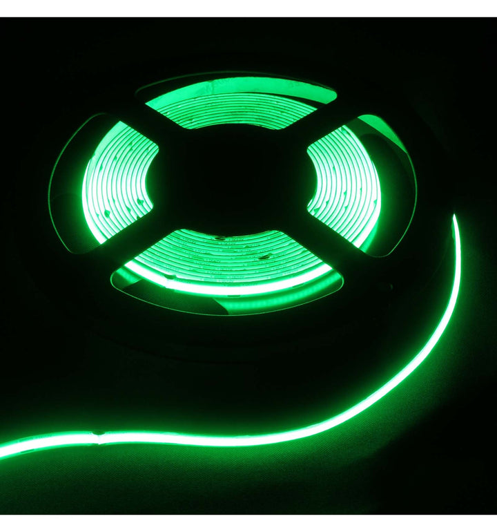 24V 5MT 12W p/m LED SEAMLESS COB STRIP LIGHT - GREEN – WYNBERG LIGHTS