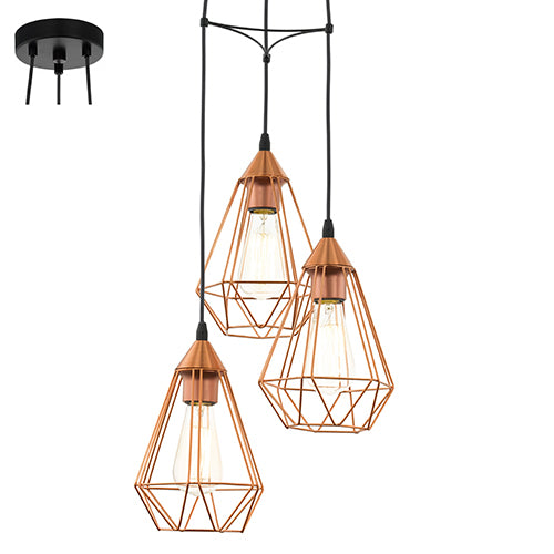 Tarbes 3LT Pendant 310mm Copper – WYNBERG LIGHTS